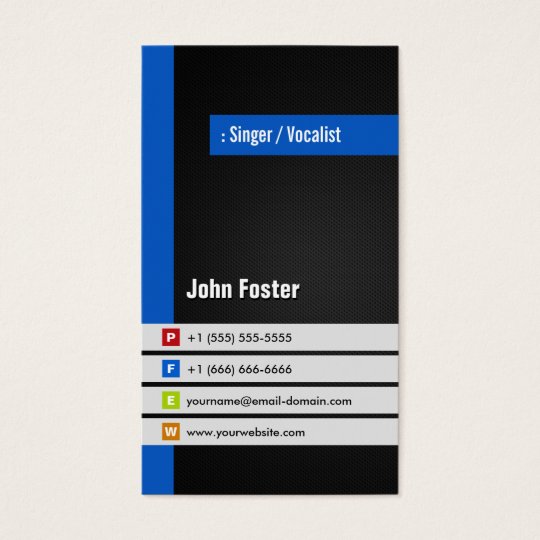 Singer / Vocalist - Modern Stylish Blue Business Card | Zazzle.com