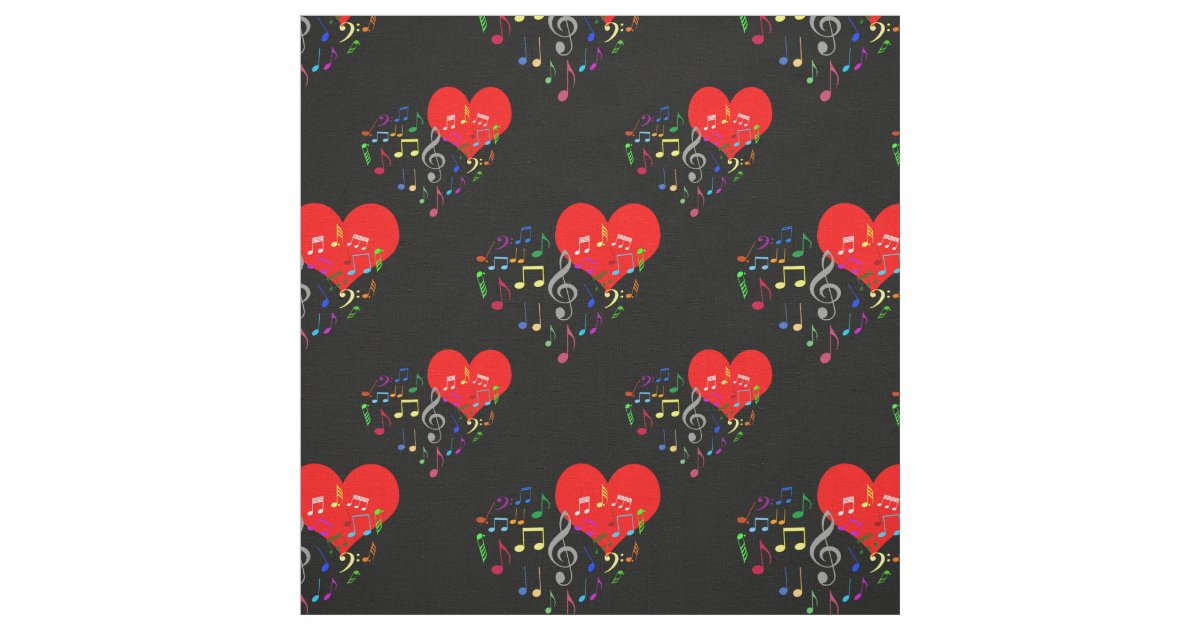 Singing Heart Pattern. Color Notes, Black Backdrop | Zazzle