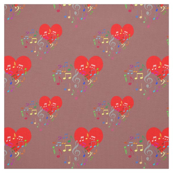 Festive Red Music Notes On Black or Your Color Fabric | Zazzle