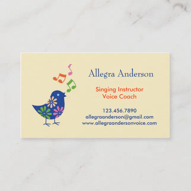 Singing Instructor Business Card | Zazzle