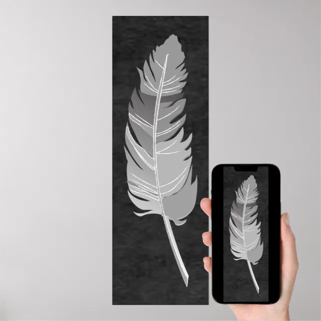 Single Feather - Gray on Black Chalkboard Poster | Zazzle