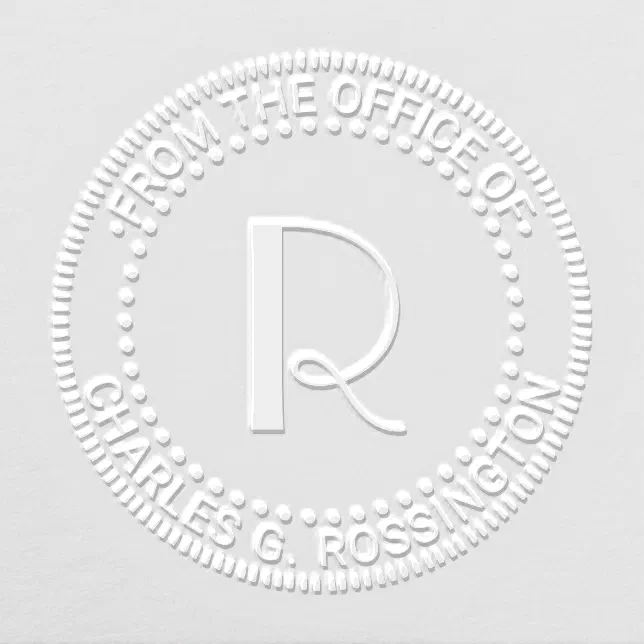 Single Initial Letter Monogram “from the office” Embosser | Zazzle