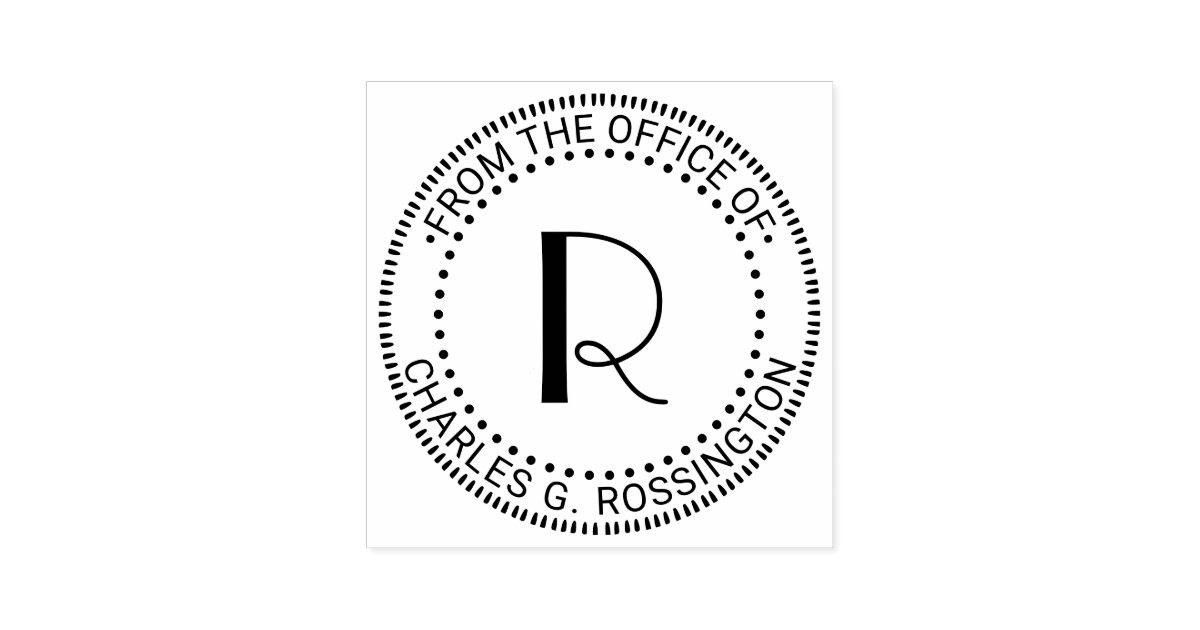 Single Initial Letter Monogram “From the office” Self-inking Stamp | Zazzle