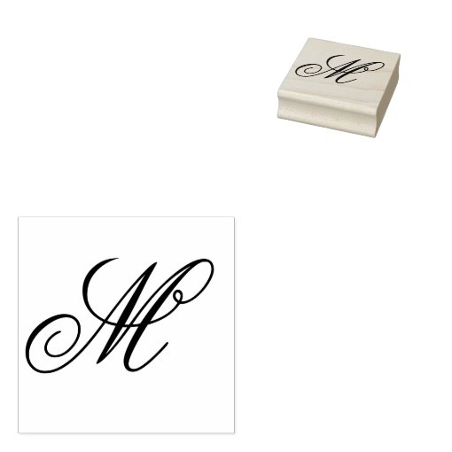 Single Letter Fancy Script Monogram Rubber Stamp | Zazzle