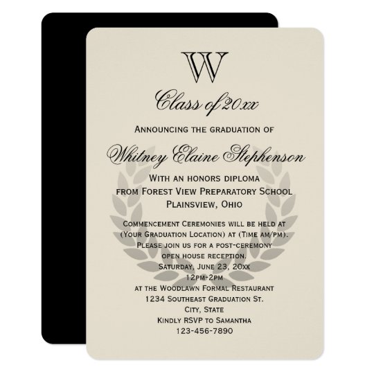 Single Letter Monogram Classic College Graduation Invitation | Zazzle.com
