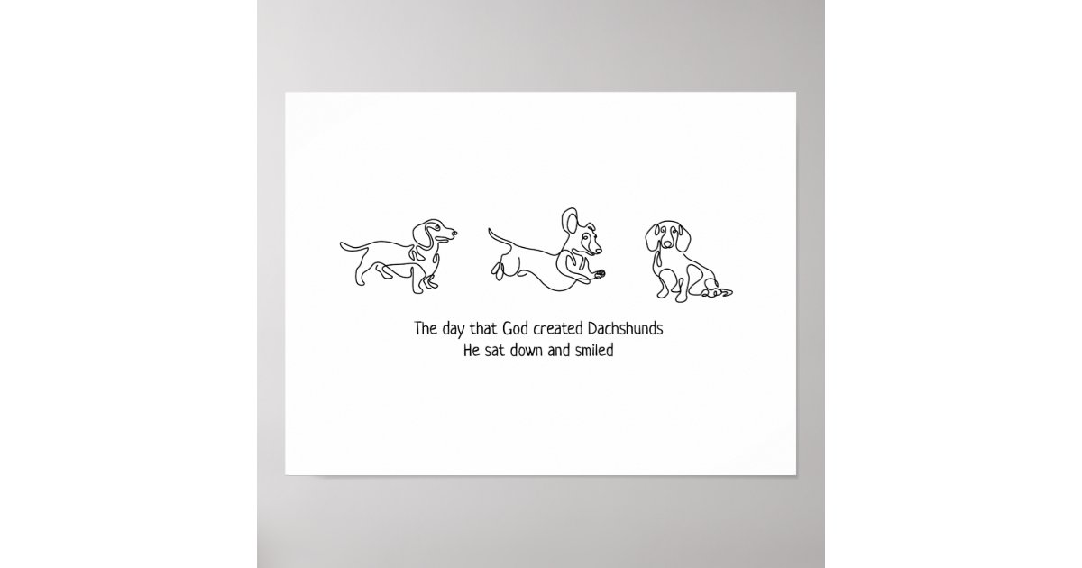 single line art - dachshunds dog poster | Zazzle