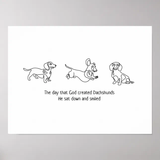 single line art - dachshunds dog poster | Zazzle