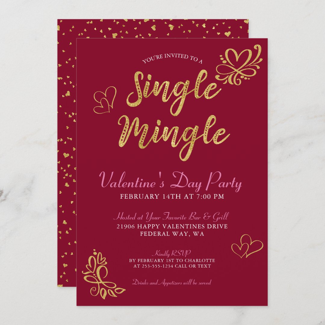 Single Mingle Valentine's Day Party Invitation | Zazzle