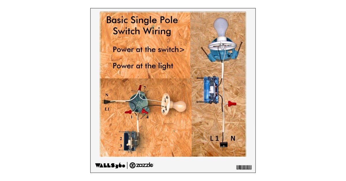 Single Pole Switch Wiring Decal | Zazzle