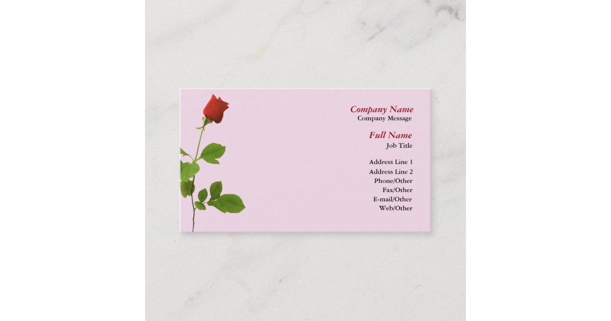 Single Red Rose Business Card Template | Zazzle
