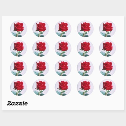 Single Red Rose Matching Stickers | Zazzle