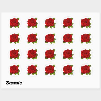 Single Red Rose on White Classic Round Sticker | Zazzle