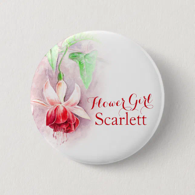 Single red tulip flower girl wedding pin / button | Zazzle