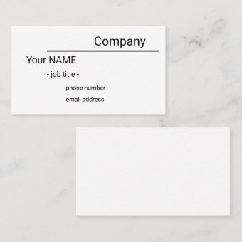 single sided simple white business card | Zazzle