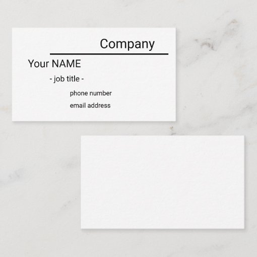 single sided simple white business card | Zazzle