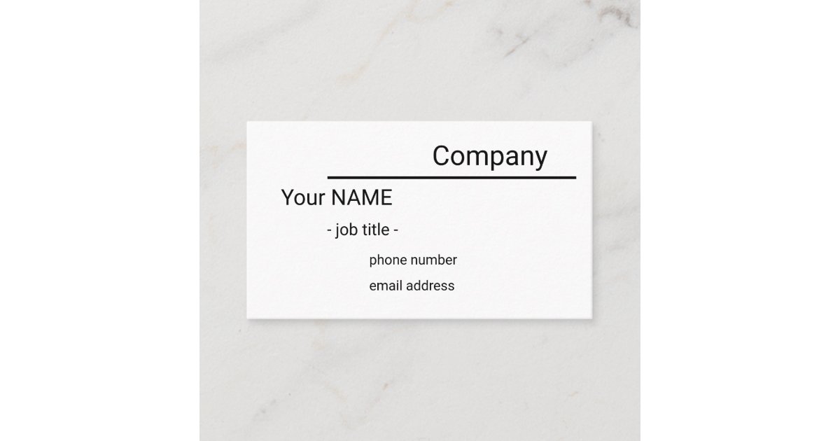 single sided simple white business card | Zazzle