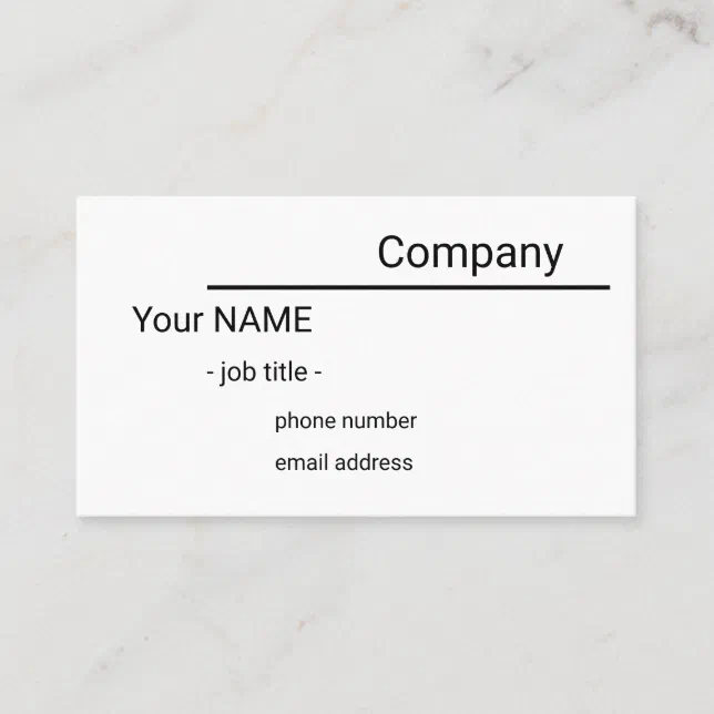 single sided simple white business card | Zazzle