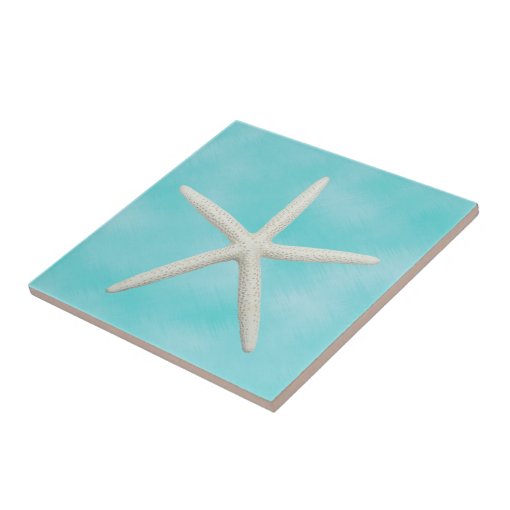 Single Starfish on Aqua Blue Ceramic Tile | Zazzle