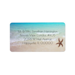 Single Starfish Wide Beach Scene Address Labels | Zazzle