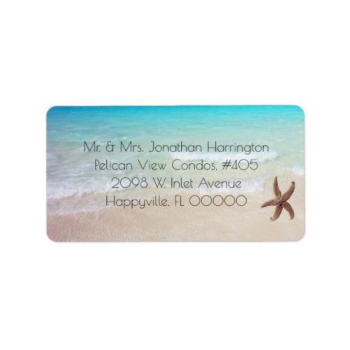 Single Starfish Wide Beach Scene Address Labels | Zazzle