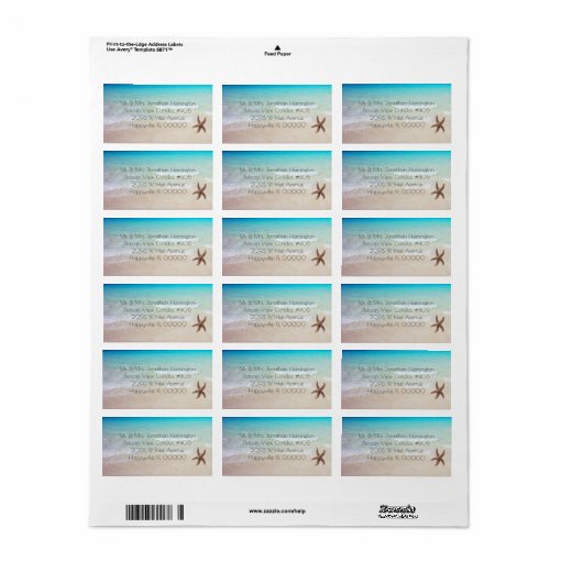 Single Starfish Wide Beach Scene Address Labels | Zazzle