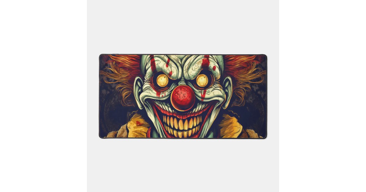 Sinister Carnival Clown Illustration Art Desk Mat | Zazzle