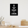 Sink or Swim Motivational Quotes Vintage Anchor Poster | Zazzle