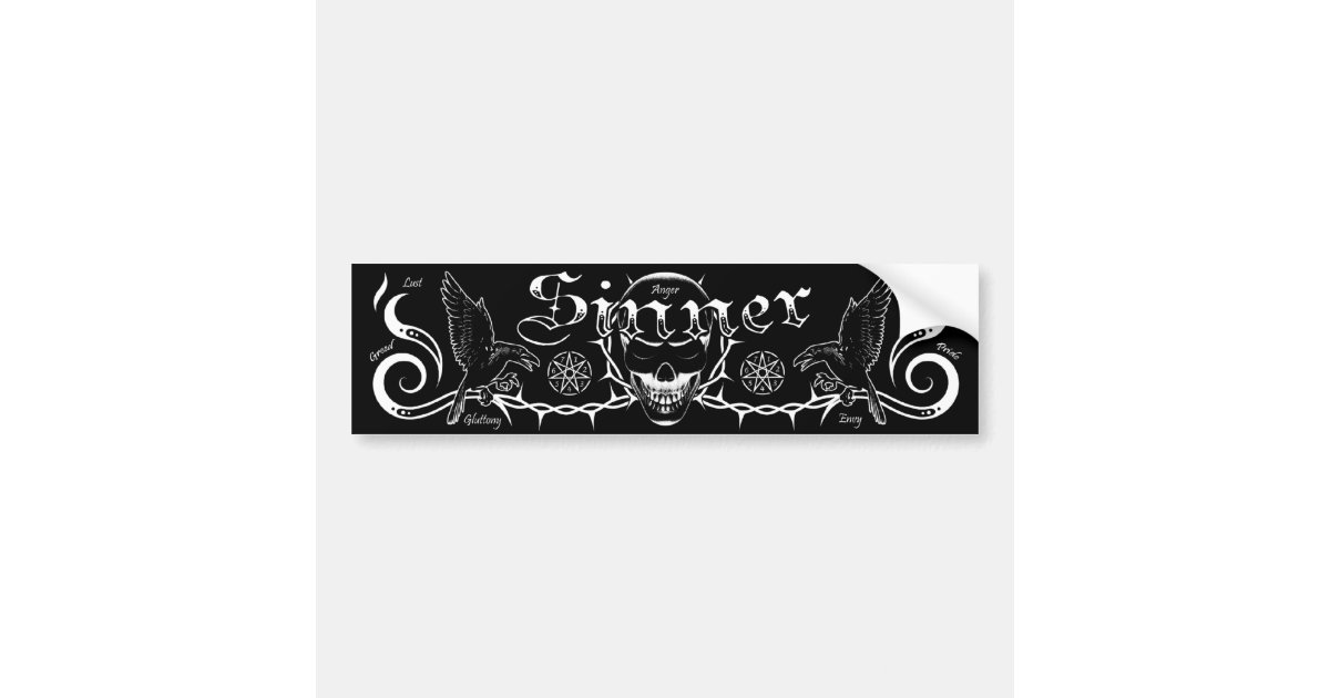 Sinner Skull Bumper Stickers | Zazzle
