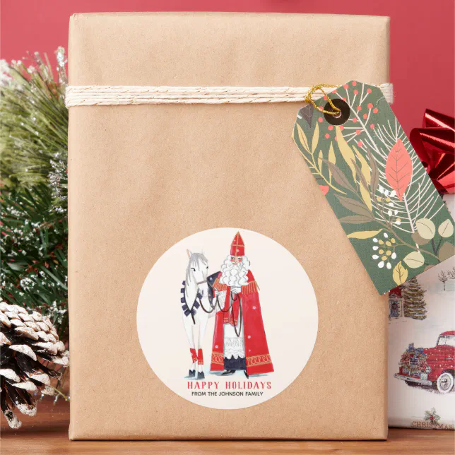 Sinterklaas & Amerigo Classic Round Sticker | Zazzle