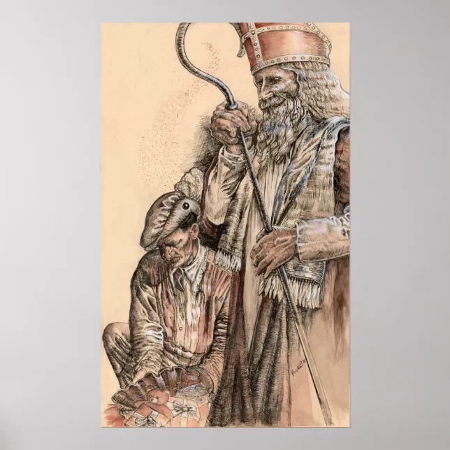 Sinterklaas and Zwarte Piet by Portia St Luke Poster | Zazzle