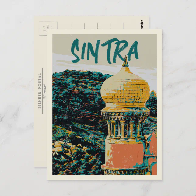 Sintra Pena palace illustration Portugal Postcard | Zazzle