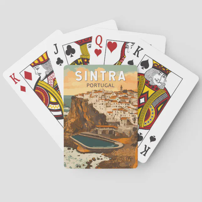 Sintra Portugal Illustration Travel Art Vintage Poker Cards | Zazzle