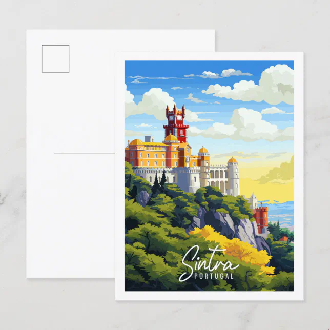 Sintra Portugal vintage travel illustration Postcard | Zazzle
