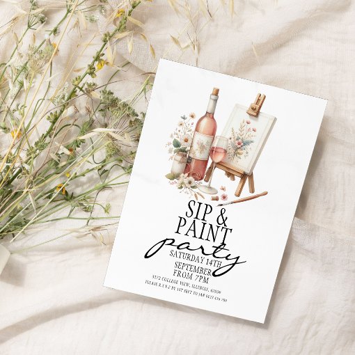 Sip and Paint Party Invitation | Zazzle