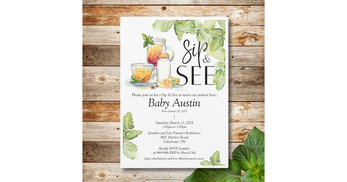 Sip and See Meet The Baby Invitation | Zazzle