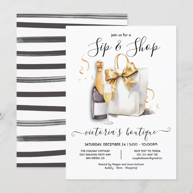 Sip and Shop boutique store event Invitation | Zazzle