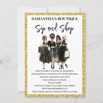 Sip and Shop Pop Up Shop Invitation | Zazzle