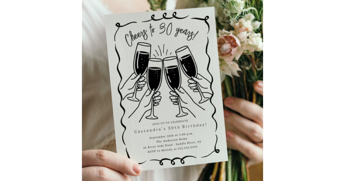 Sip & Celebrate: 30 Years Birthday Invitation | Zazzle