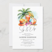 Sip & Dip Adult Birthday Pool Party Invitation | Zazzle