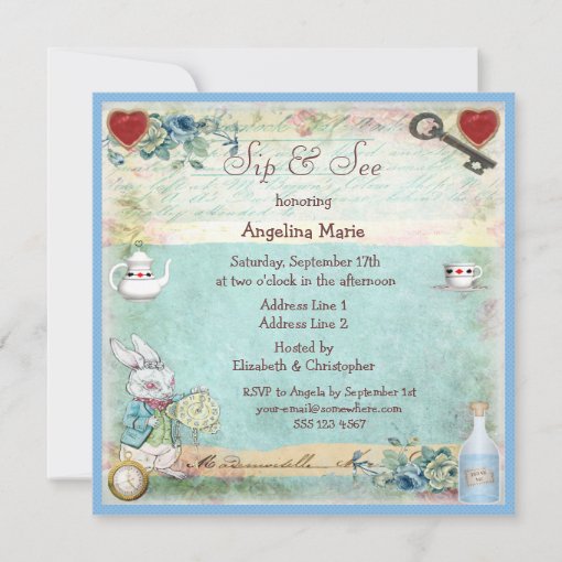 Sip & See Alice in Wonderland Baby Shower Invitation | Zazzle