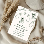 Sip & See Hand Illustrated Green Baby Boy Invitation | Zazzle