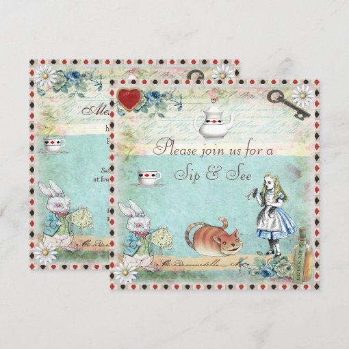 Sip & See Vintage Alice in Wonderland Baby Shower Invitation | Zazzle