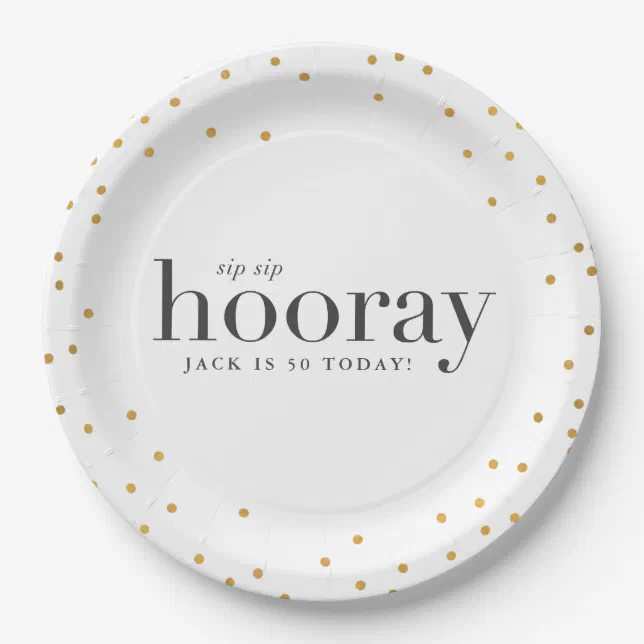 sip sip hooray birthday party paper plate | Zazzle