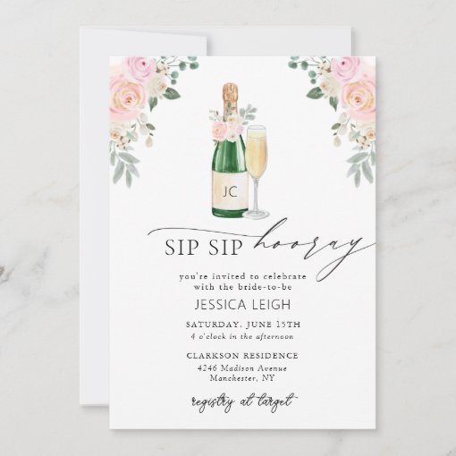 Sip Sip Hooray Champagne Bridal Shower Invitation | Zazzle