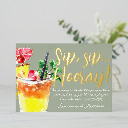 Sip, Sip Hooray! Fun Cocktail Save the Date Foil Invitation | Zazzle