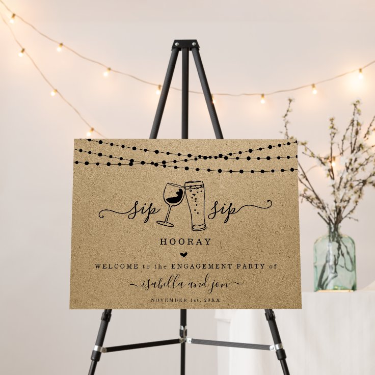 Sip Sip Hooray Fun Welcome Sign | Zazzle