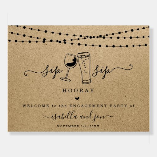 Sip Sip Hooray Fun Welcome Sign | Zazzle