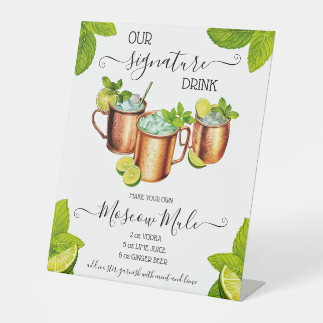 Sip, Sip Hooray Moscow Mule Signature Drink Recipe Pedestal Sign | Zazzle
