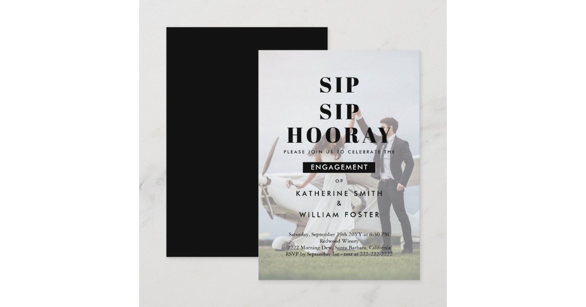 Sip Sip Hooray Photo background Engagement Party Save The Date | Zazzle