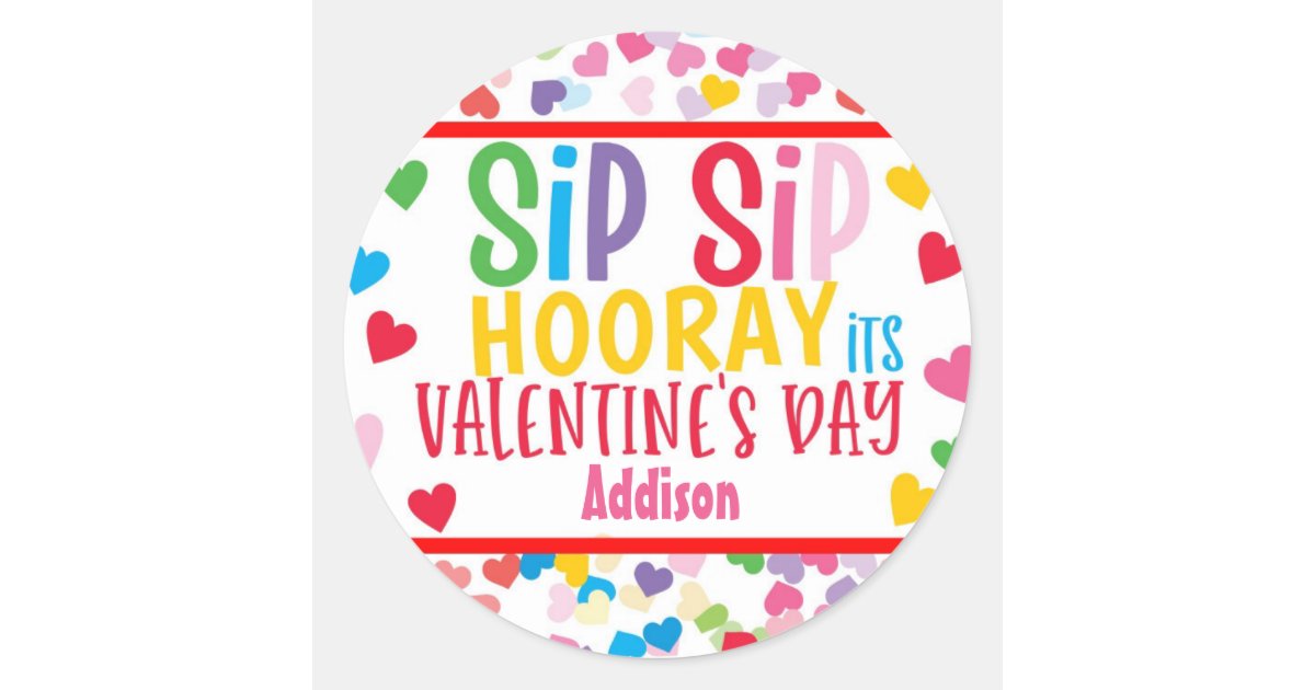 Sip SIp hooray straw valentine favor Round Favor F Classic Round ...